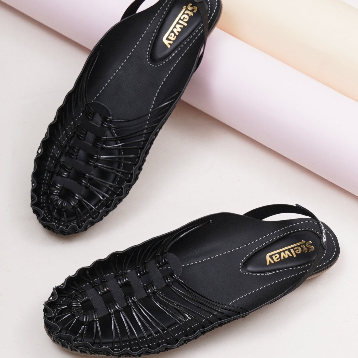 Buy comfortable slingback style black flat sandal for women online now ...